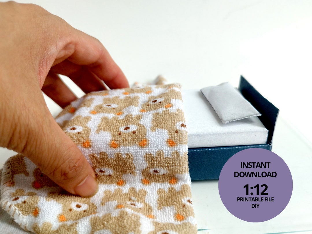 1:12 Bedroom Blue Bed - Printable Dollhouse Furniture DIY, Printable ...