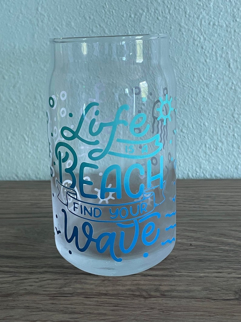 Life is a Beach Color Changing Glass Cup, 16 Oz Glass Cup, Beach ...