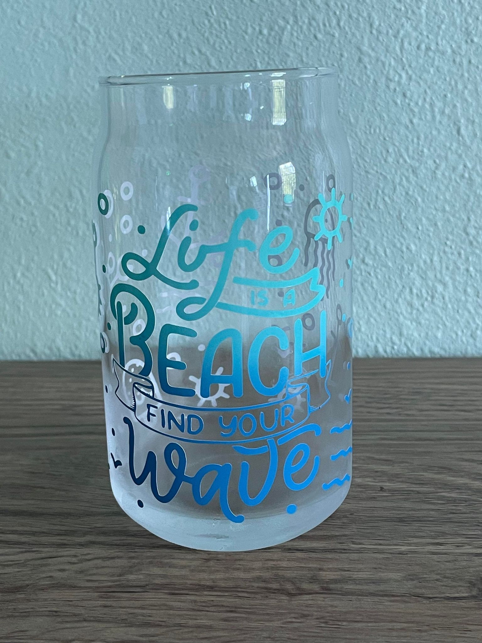 Life is a Beach Color Changing Glass Cup, 16 Oz Glass Cup, Beach ...