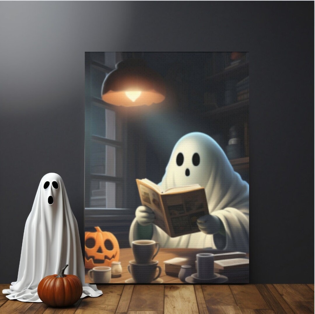 Halloween Home Decor Vintage Farmhouse Ghost Reading a Book - Etsy