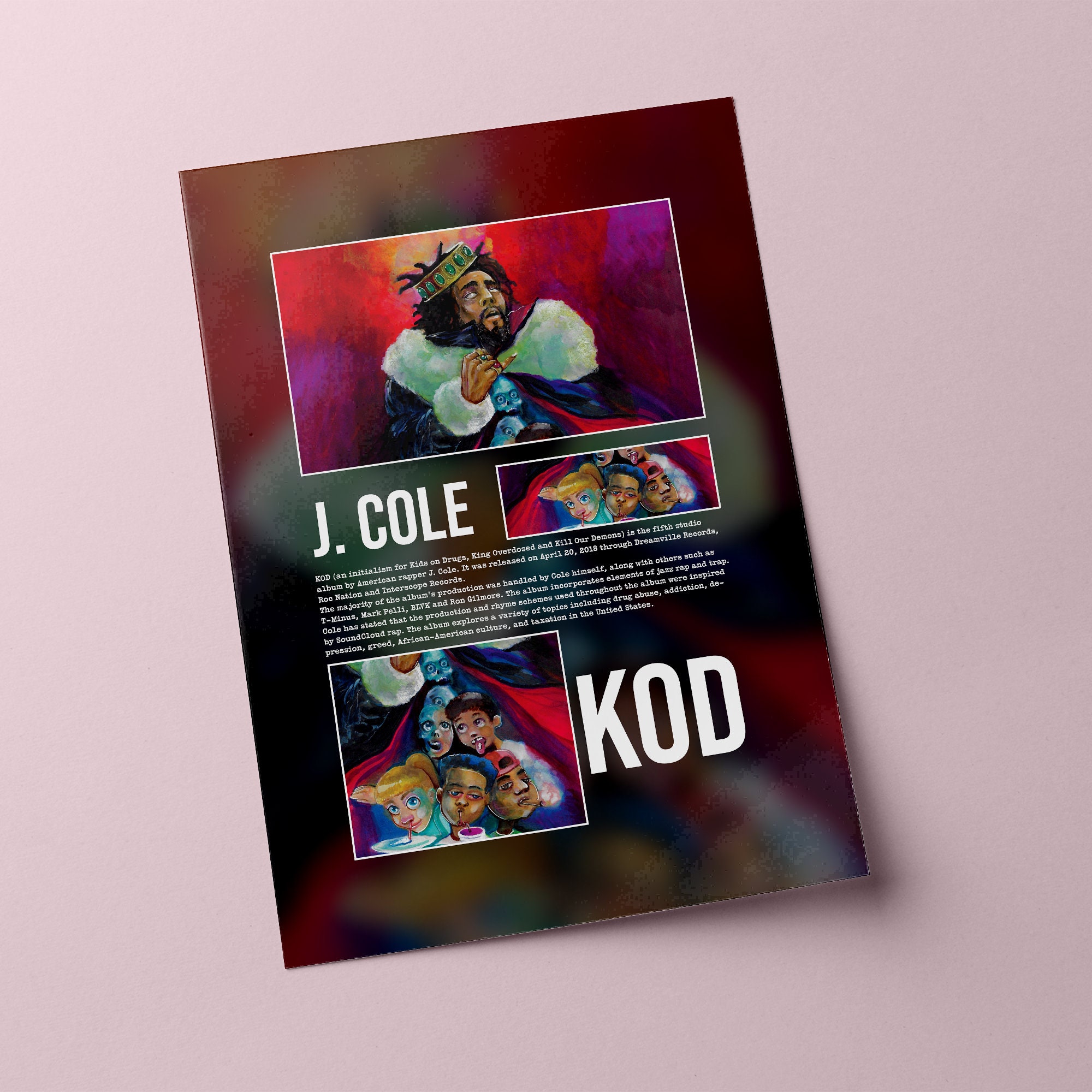 J. Cole Poster K.O.D Poster J. Cole Album Cover Prints Custom - Etsy ...