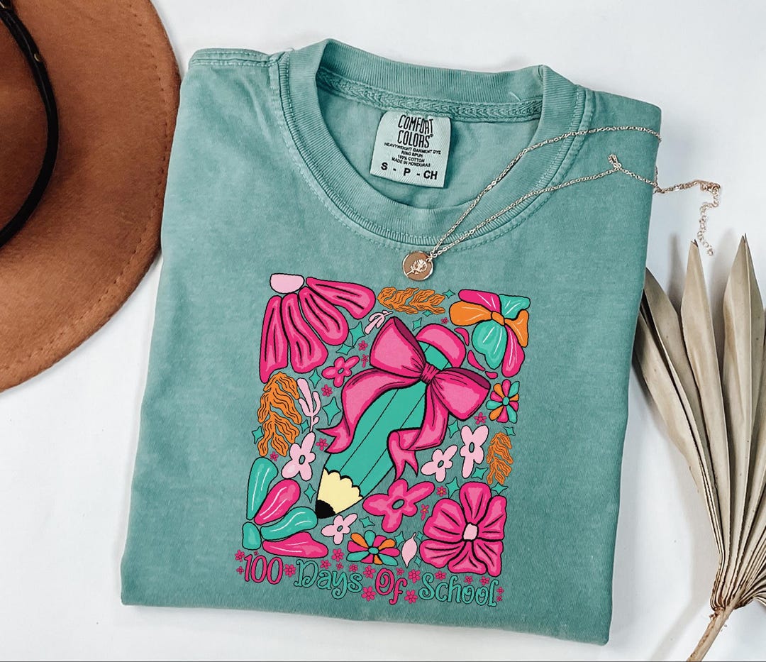 Comfort Colors® Floral 100 Days of School Teacher Shirt, 100th Day ...