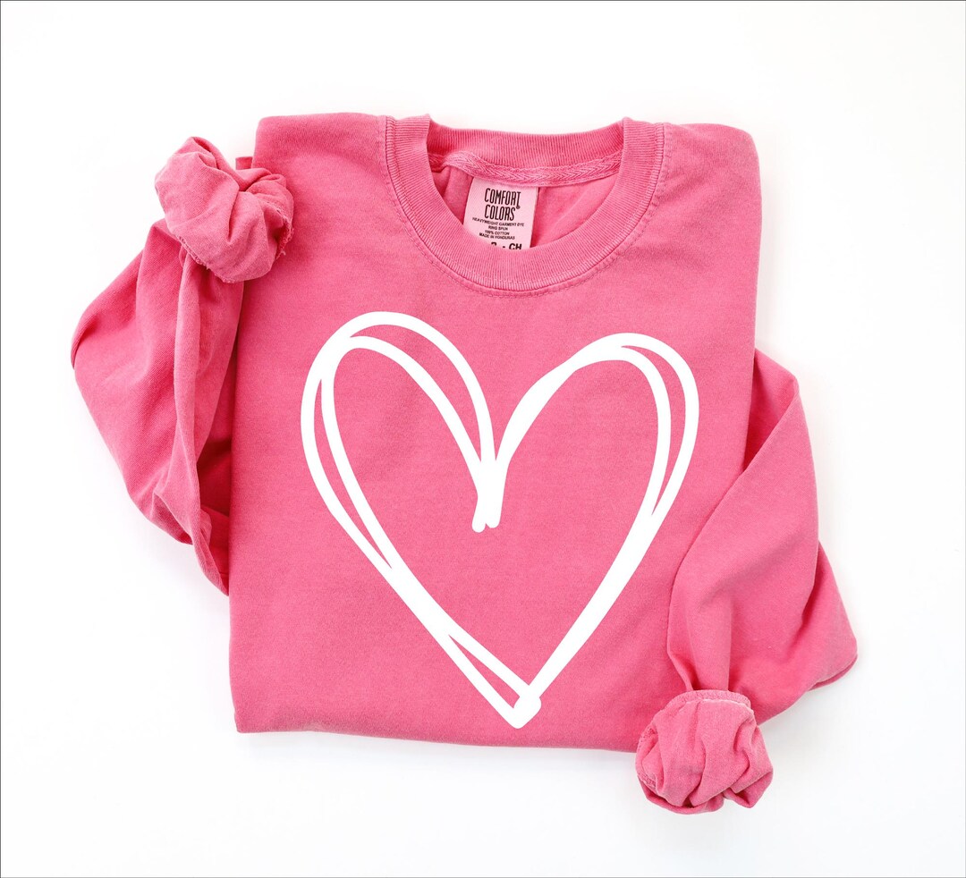 Comfort Colors® Women Valentines Draw Heart Shirt, Valentines Day Gift ...