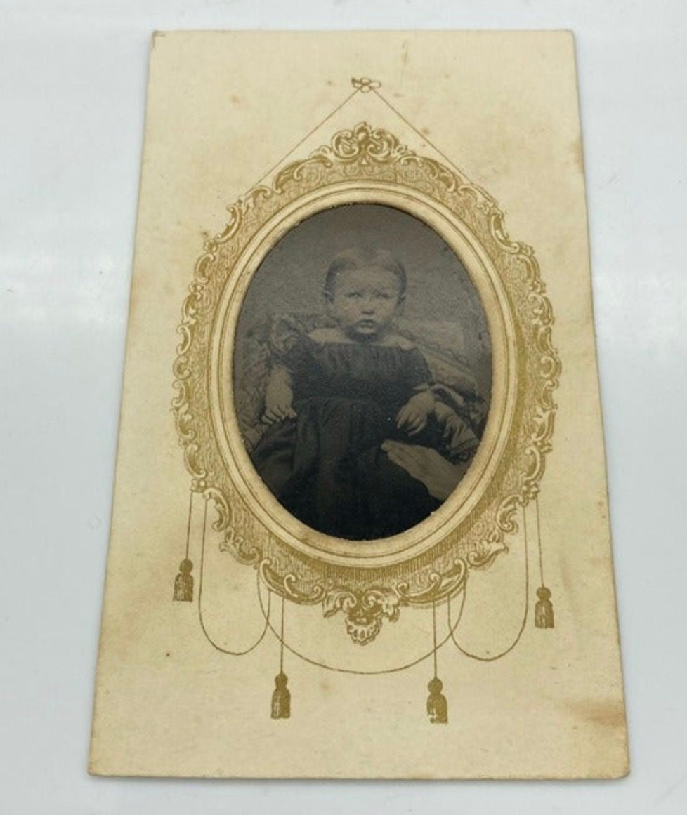 Antique Tintype Mini Photograph in Paper Frame, Ferrotype Baby Girl - Etsy