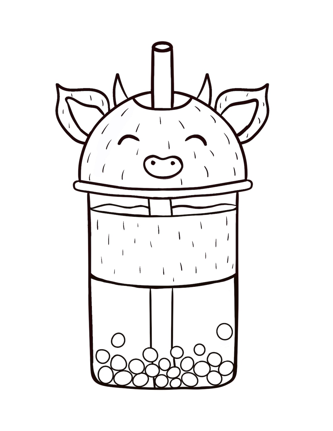 Cute Bubble Tea Animal Coloring Pages (digital Download) - Etsy