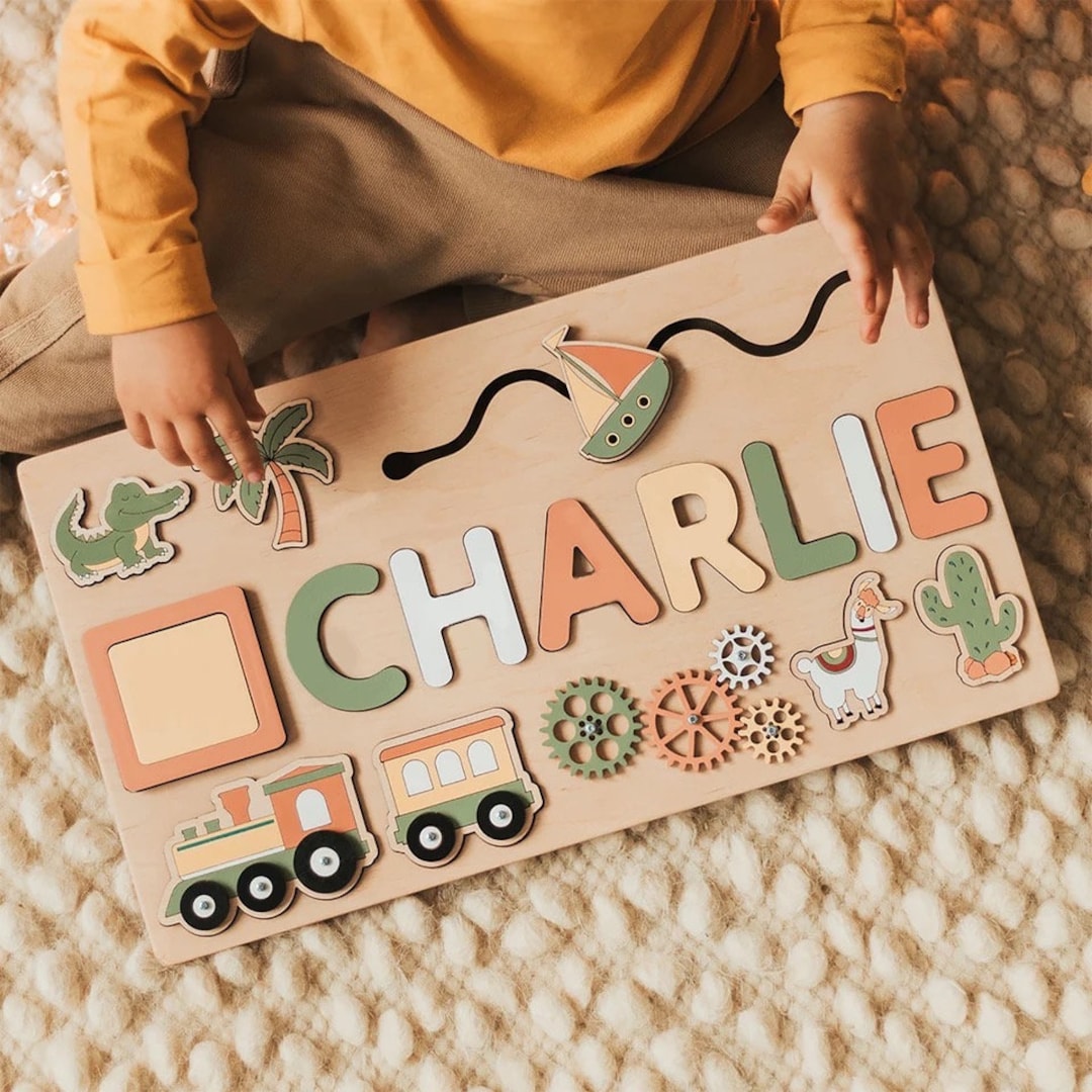 Personalized Wooden Puzzle Name Board Custom Toy Gifts for Baby and ...