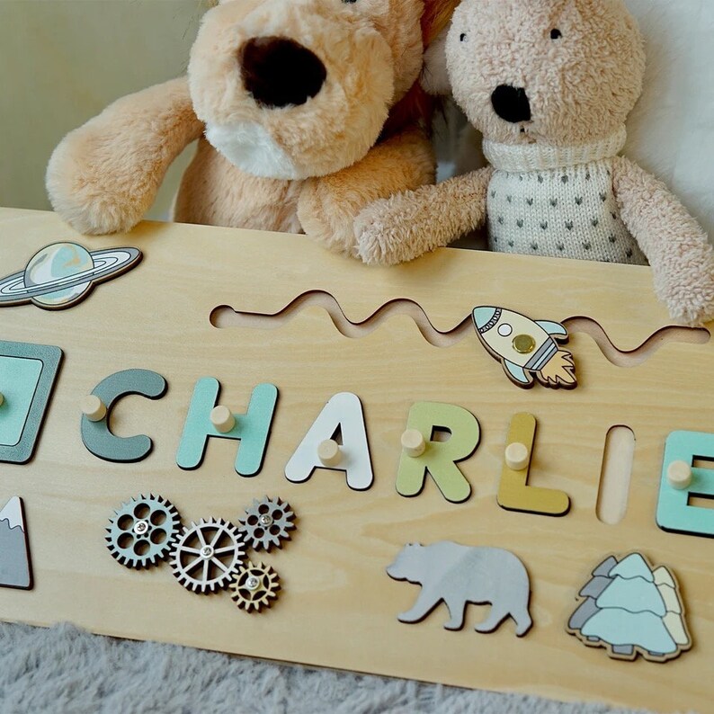 Personalized Wooden Puzzle Name Board Custom Toy Gifts for Baby and ...