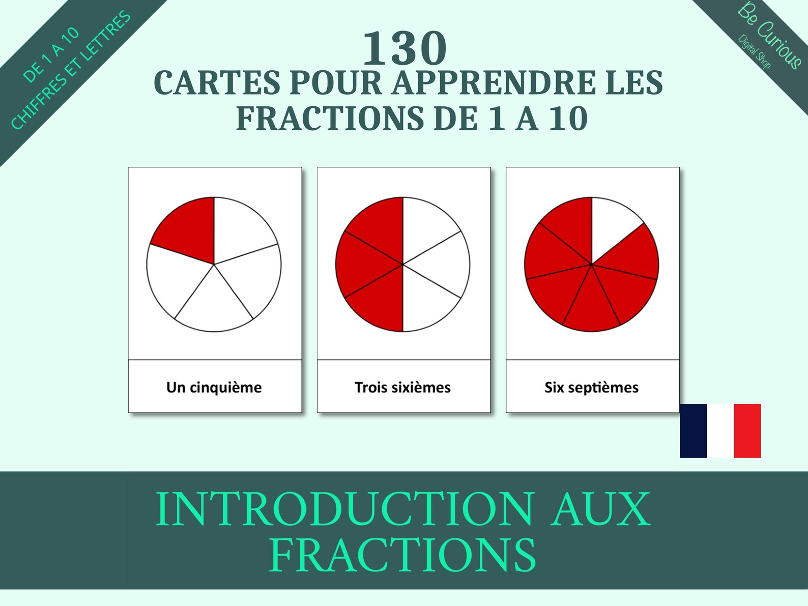 Introduction to Fractions Flashcards & 3-part Cards 130 Cards 33 Pages ...