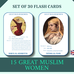 Great Muslim Women Islamic Golden Age 15 Flashcards x2 English Muslim ...