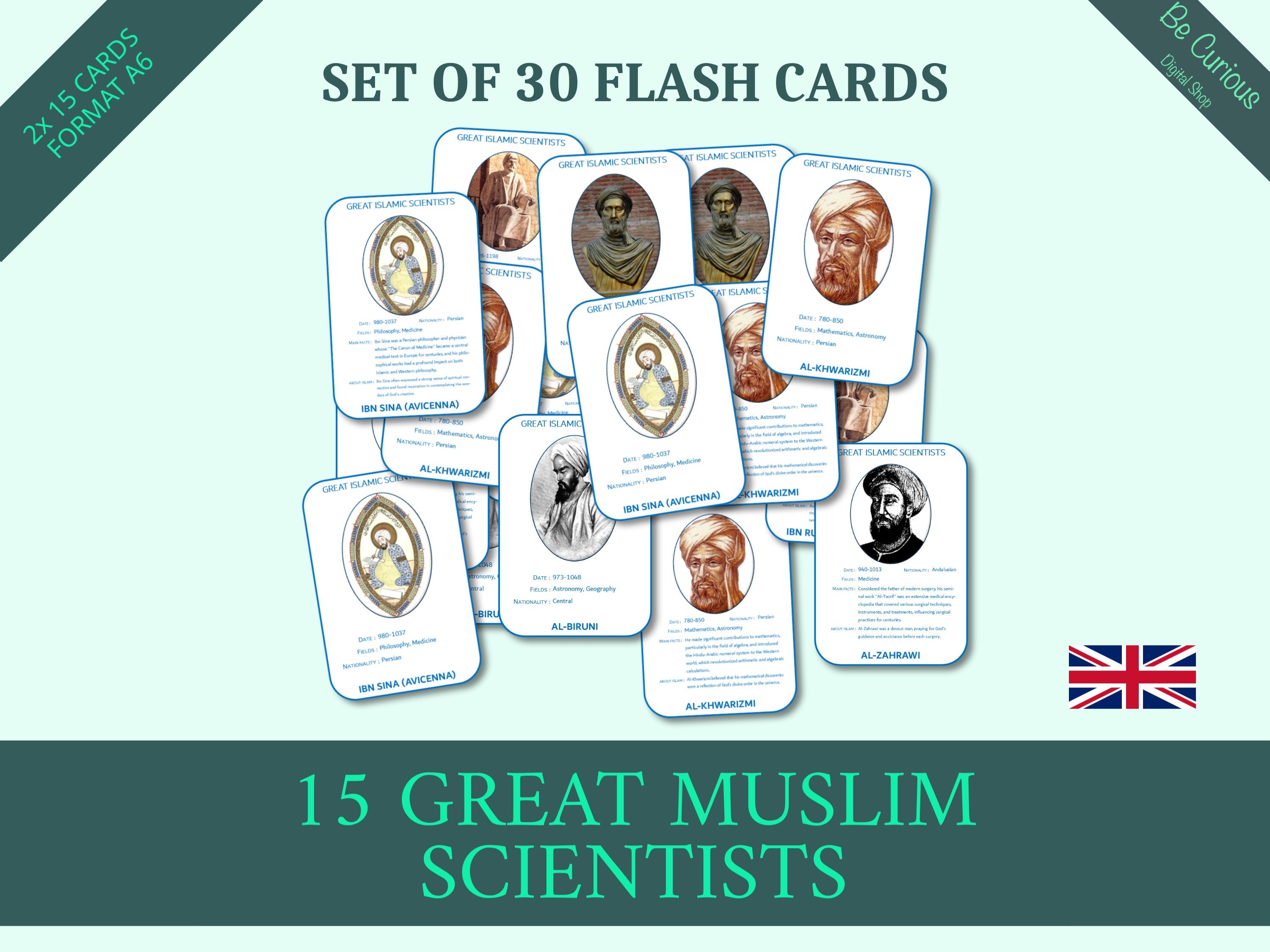 Great Scientists Islamic Golden Age | 15 Flashcards (x2)+ Quiz ...