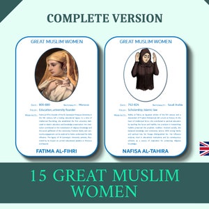 Great Muslim Women Islamic Golden Age 15 Flashcards x2 English Muslim ...