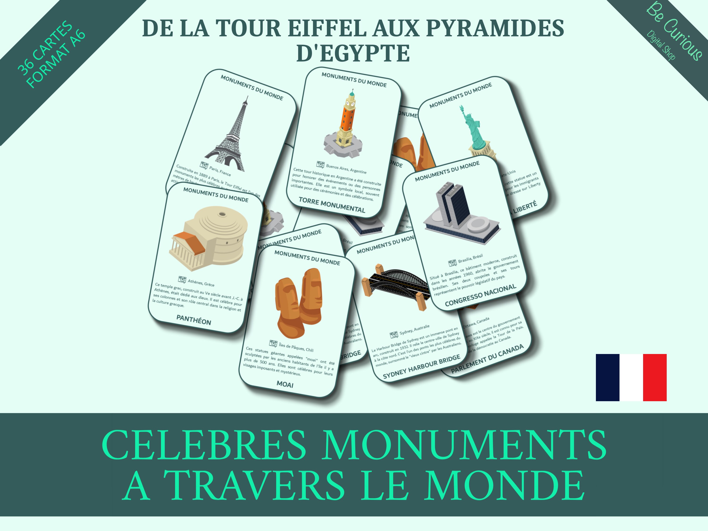 36 World Landmarks Flashcards Global Monuments and Heritage Montessori ...