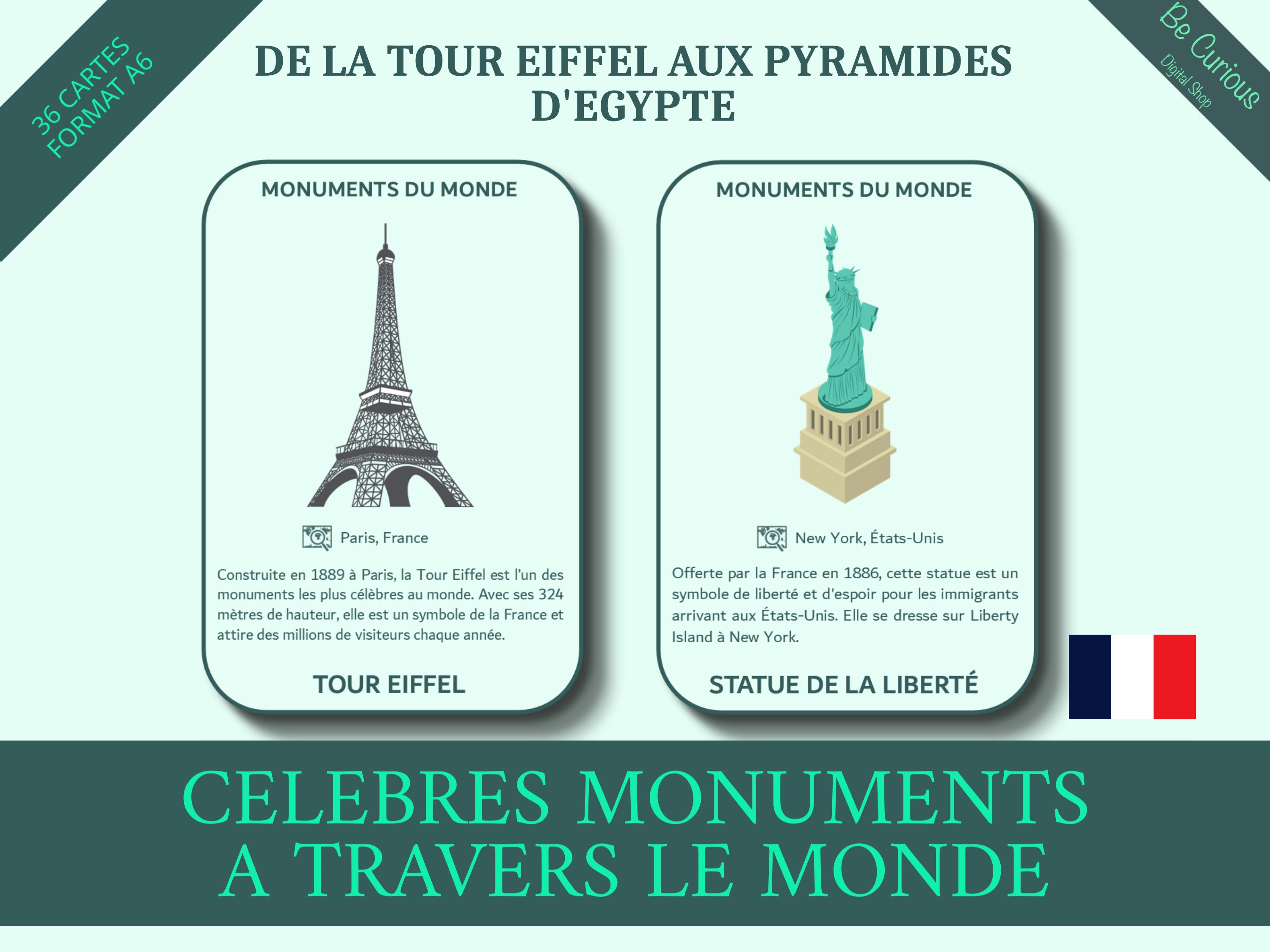 36 World Landmarks Flashcards Global Monuments and Heritage Montessori ...