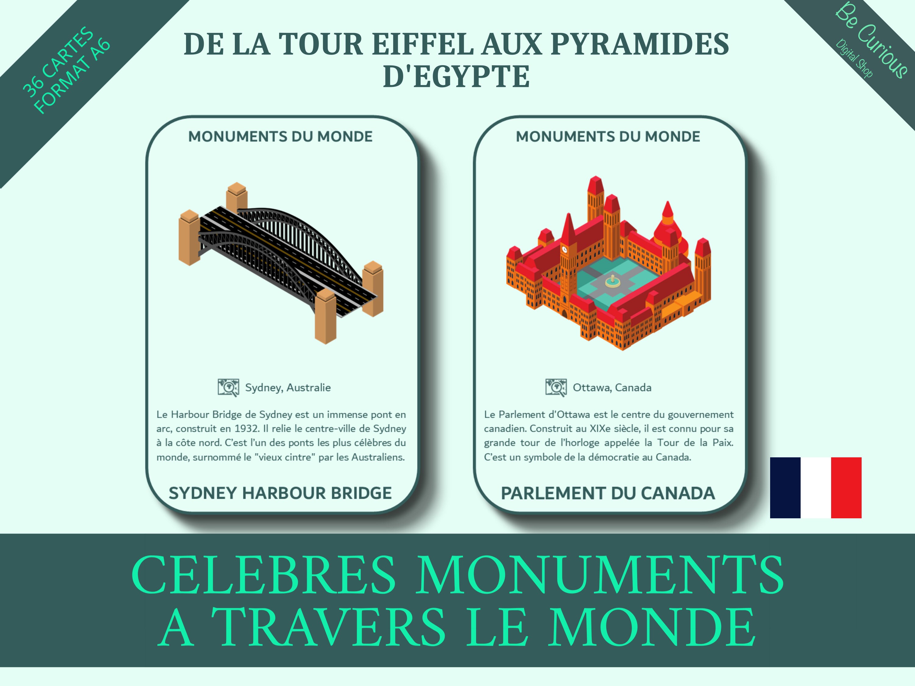 36 World Landmarks Flashcards Global Monuments and Heritage Montessori ...