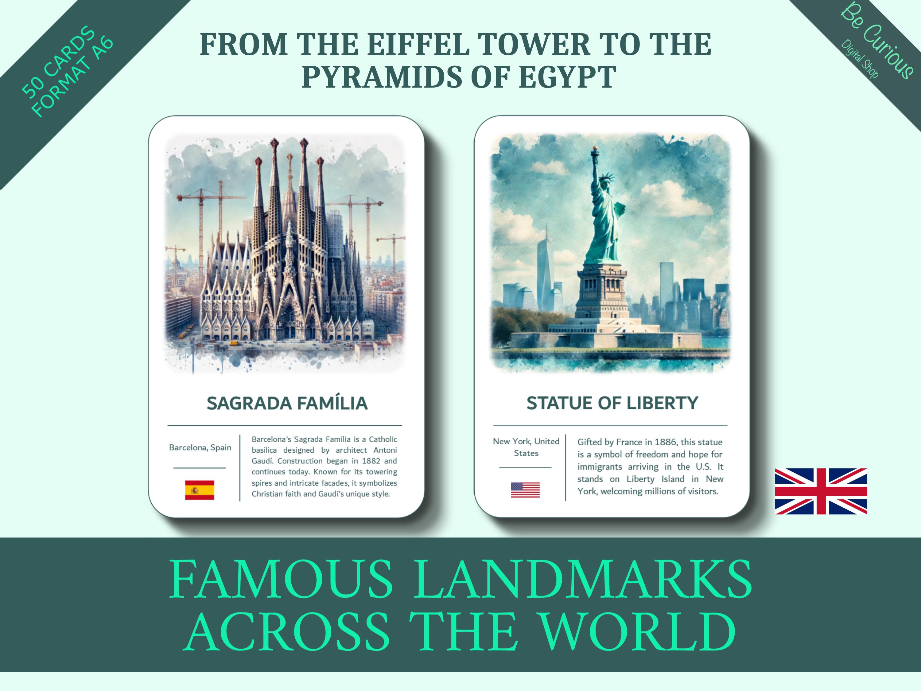 World Landmarks | 50 Flashcards | Global Monuments and Heritage ...