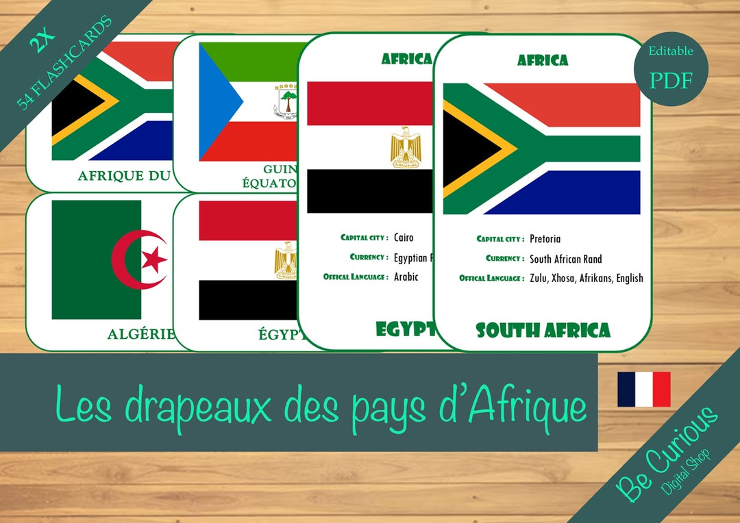 African Flags French 54 Flashcards extra: Capitals - Etsy