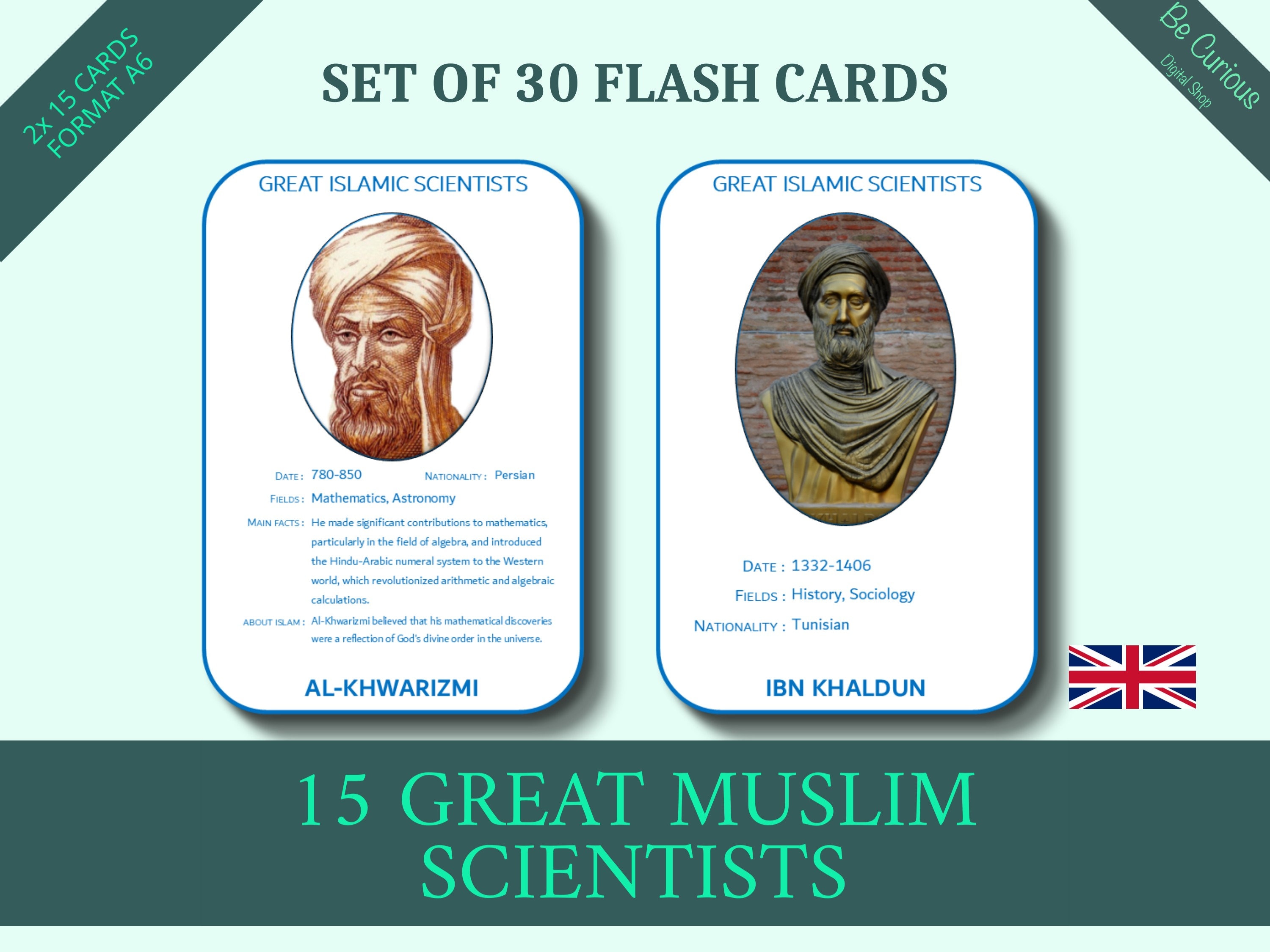 Great Scientists Islamic Golden Age | 15 Flashcards (x2)+ Quiz ...