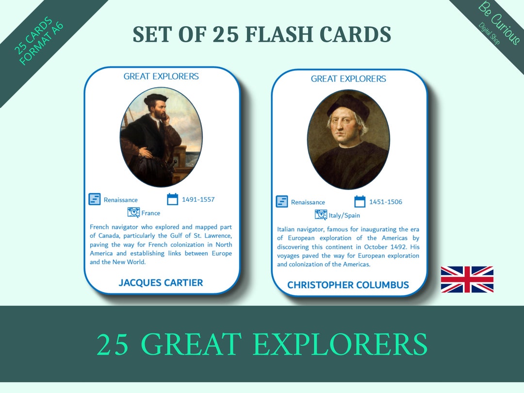 25 Great Explorers Worldwide Flashcards Geography Discovery ...
