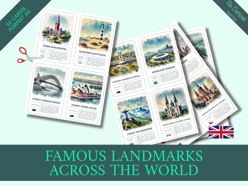 World Landmarks | 50 Flashcards | Global Monuments and Heritage ...