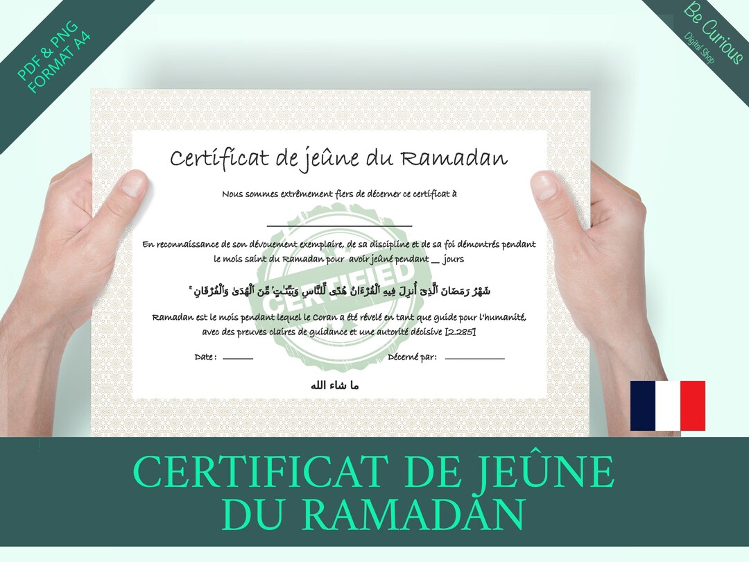 Ramadan Fasting Certificate Ramadan Activities French Muslim Kids ...