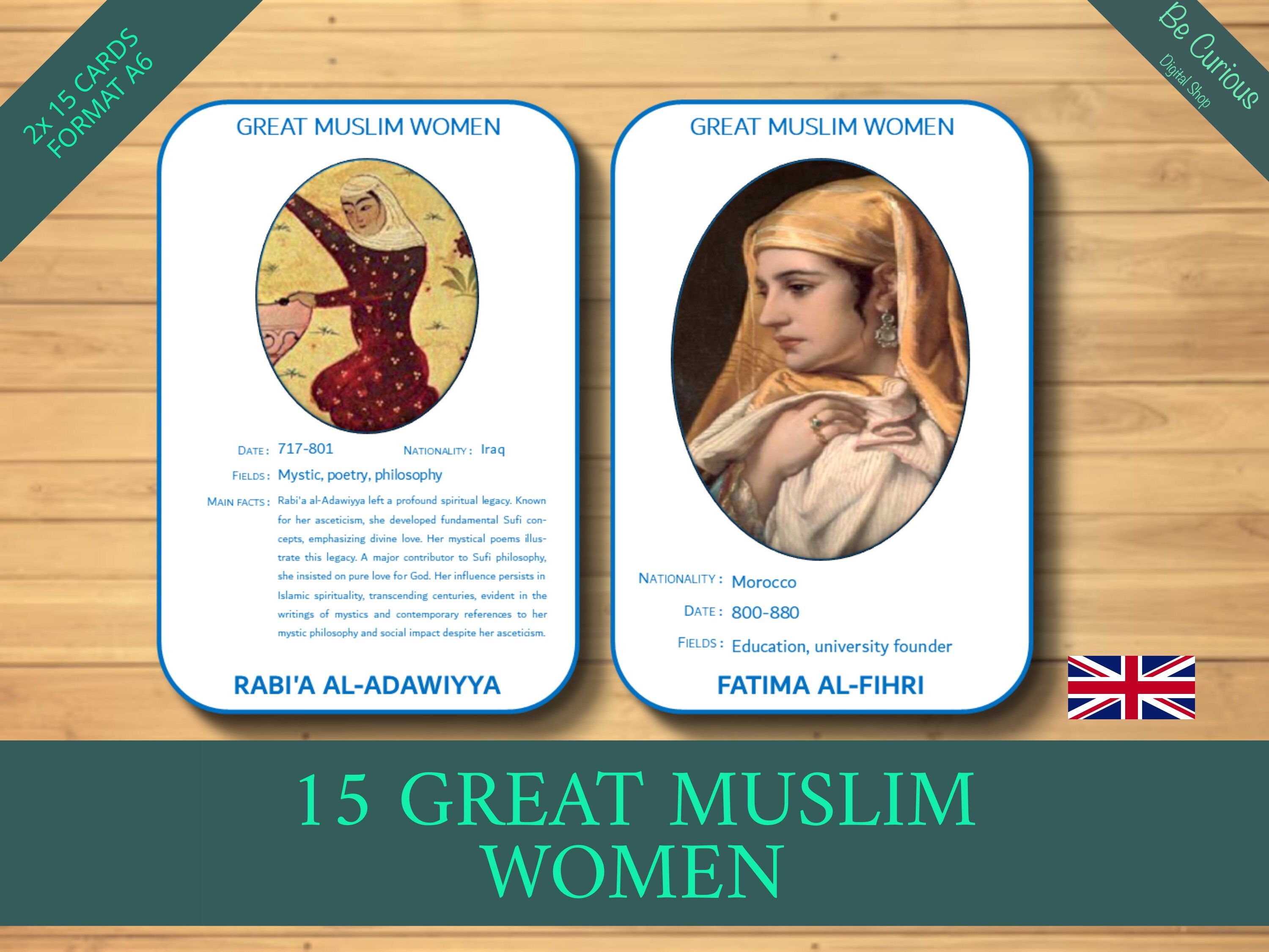 Great Muslim Women Islamic Golden Age 15 Flashcards x2 English Muslim ...