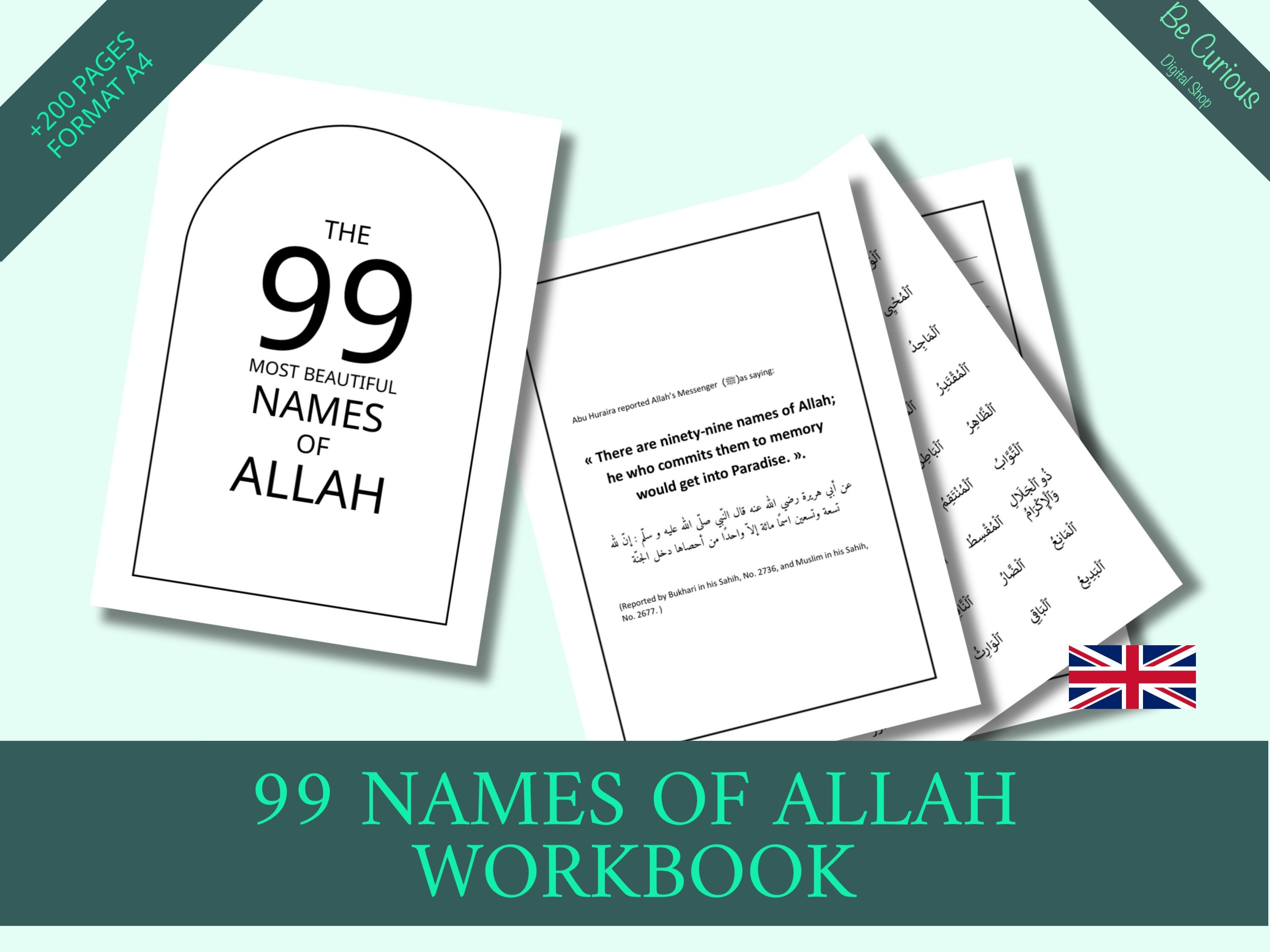 99 Names of Allah Islam Workbook English Islam Printable Asma Husna ...