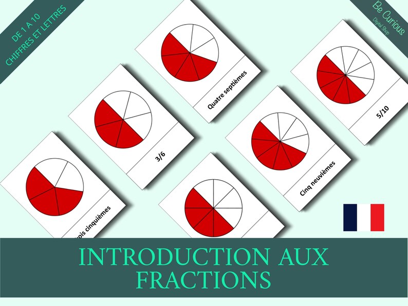 Introduction to Fractions Flashcards & 3-part Cards 130 Cards 33 Pages ...