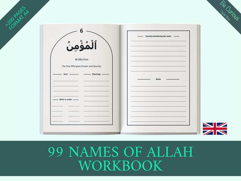 99 Names of Allah Islam Workbook English Islam Printable Asma Husna ...