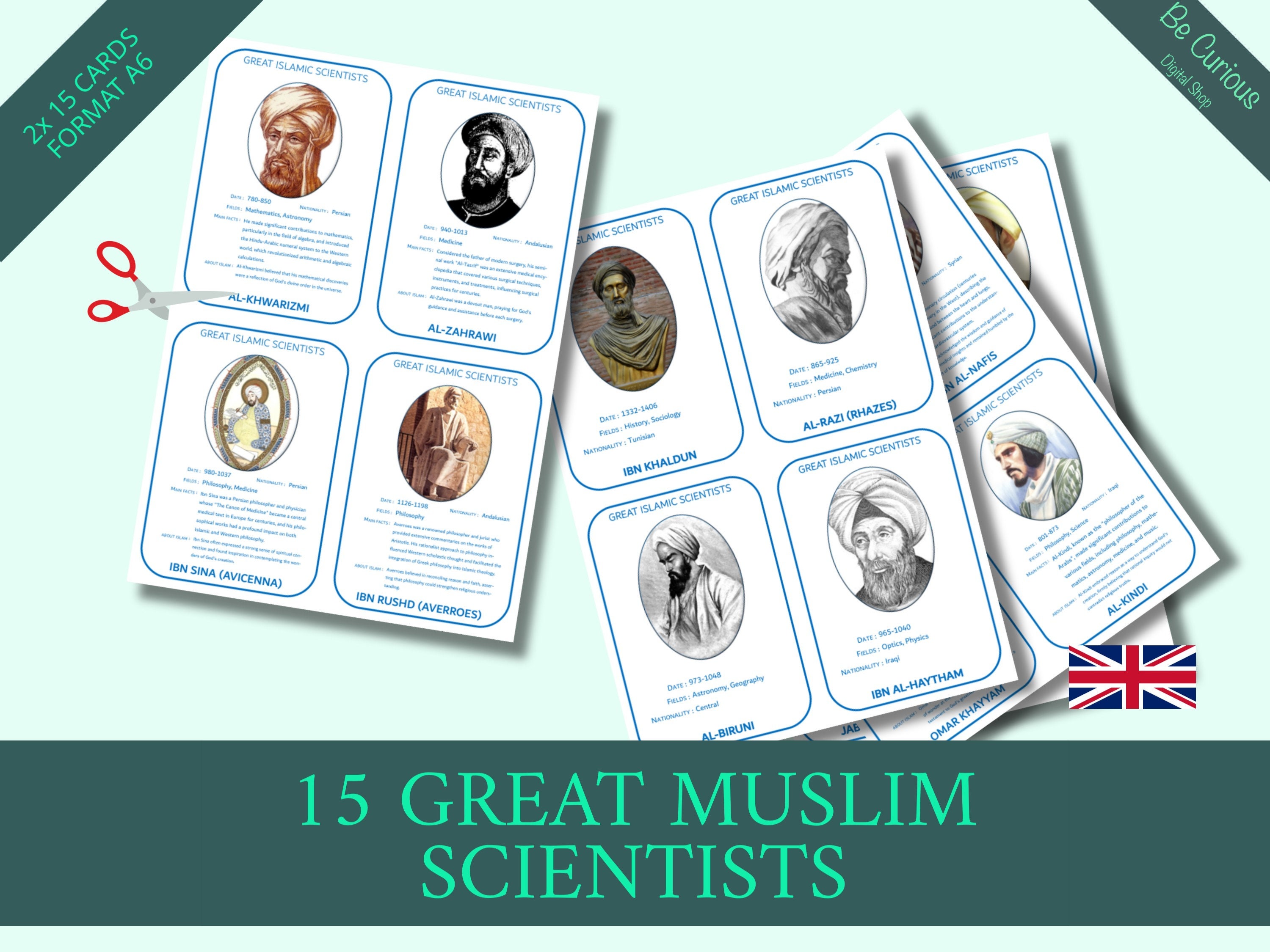 Great Scientists Islamic Golden Age | 15 Flashcards (x2)+ Quiz ...