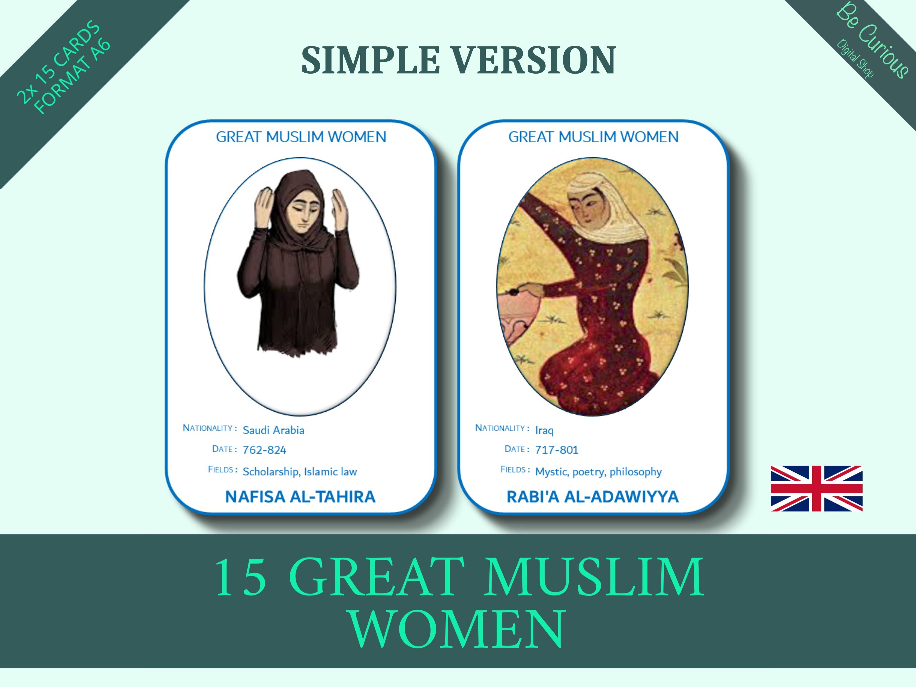 Great Muslim Women Islamic Golden Age 15 Flashcards x2 English Muslim ...