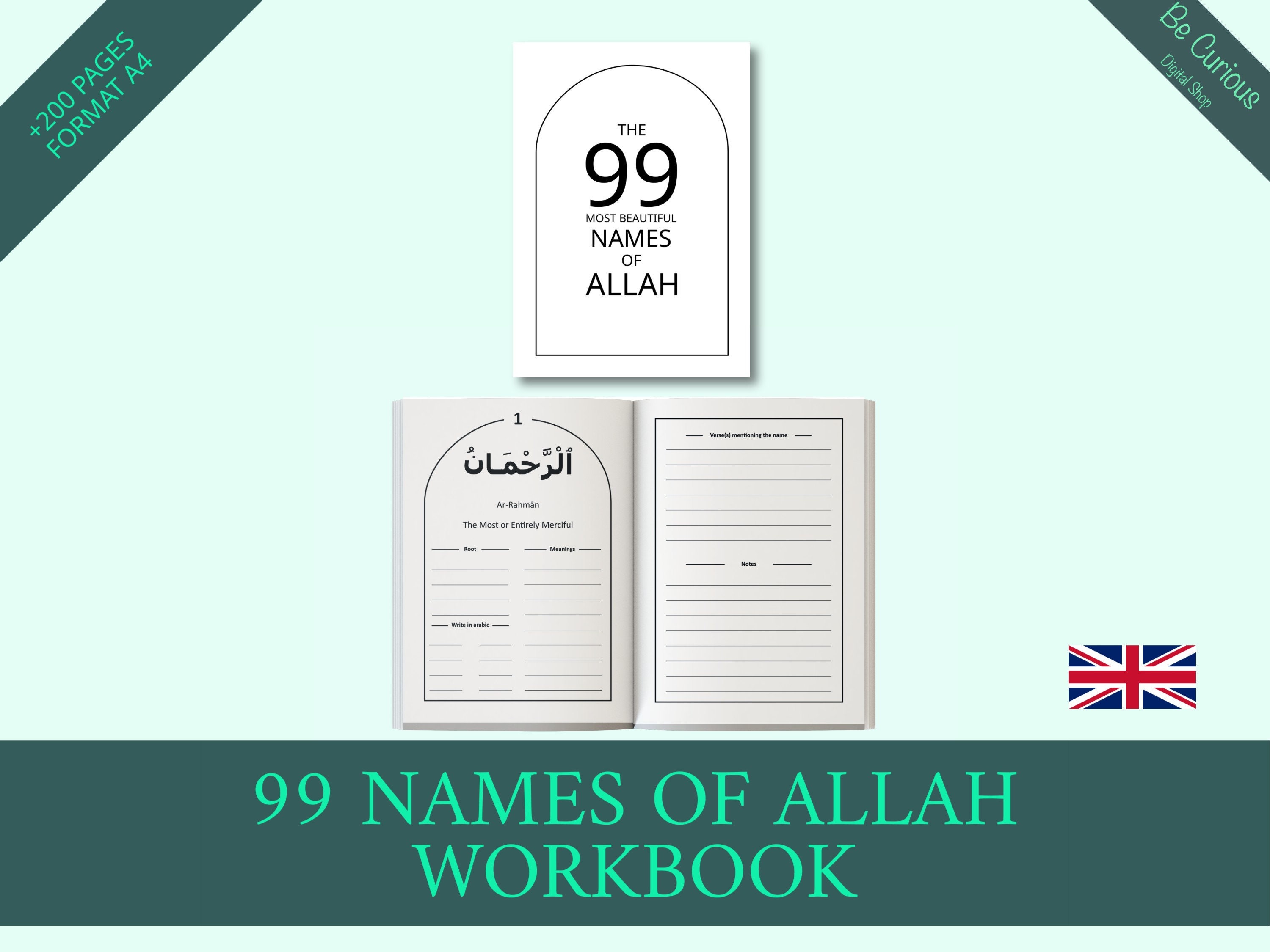99 Names of Allah Islam Workbook English Islam Printable Asma Husna ...