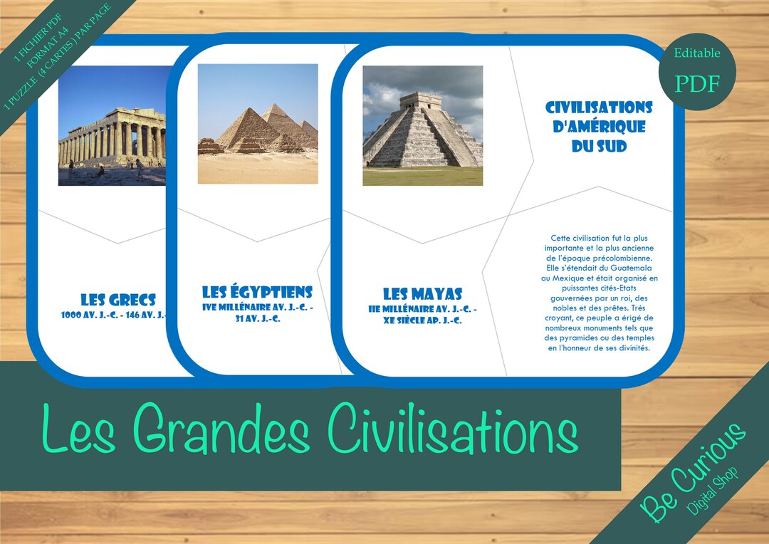 Ancient Civilisations 28 Puzzles French Montessori - Etsy