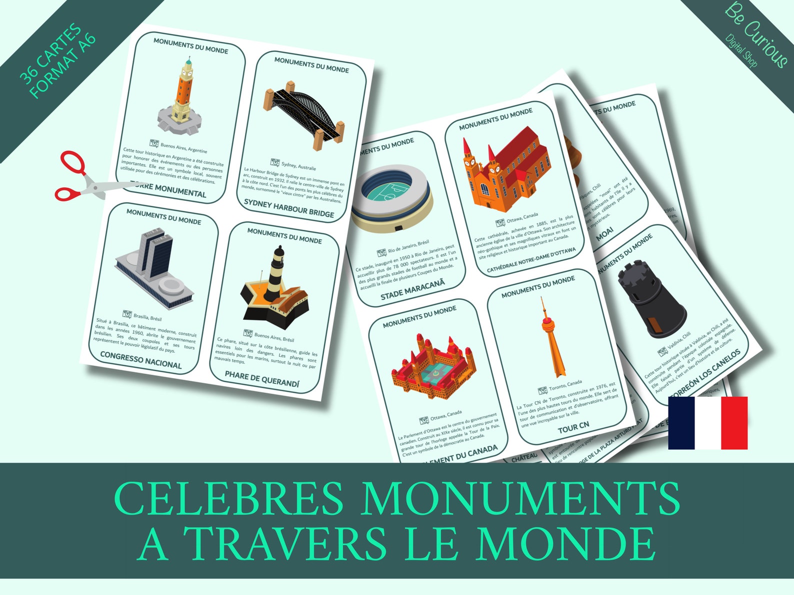 36 World Landmarks Flashcards Global Monuments and Heritage Montessori ...