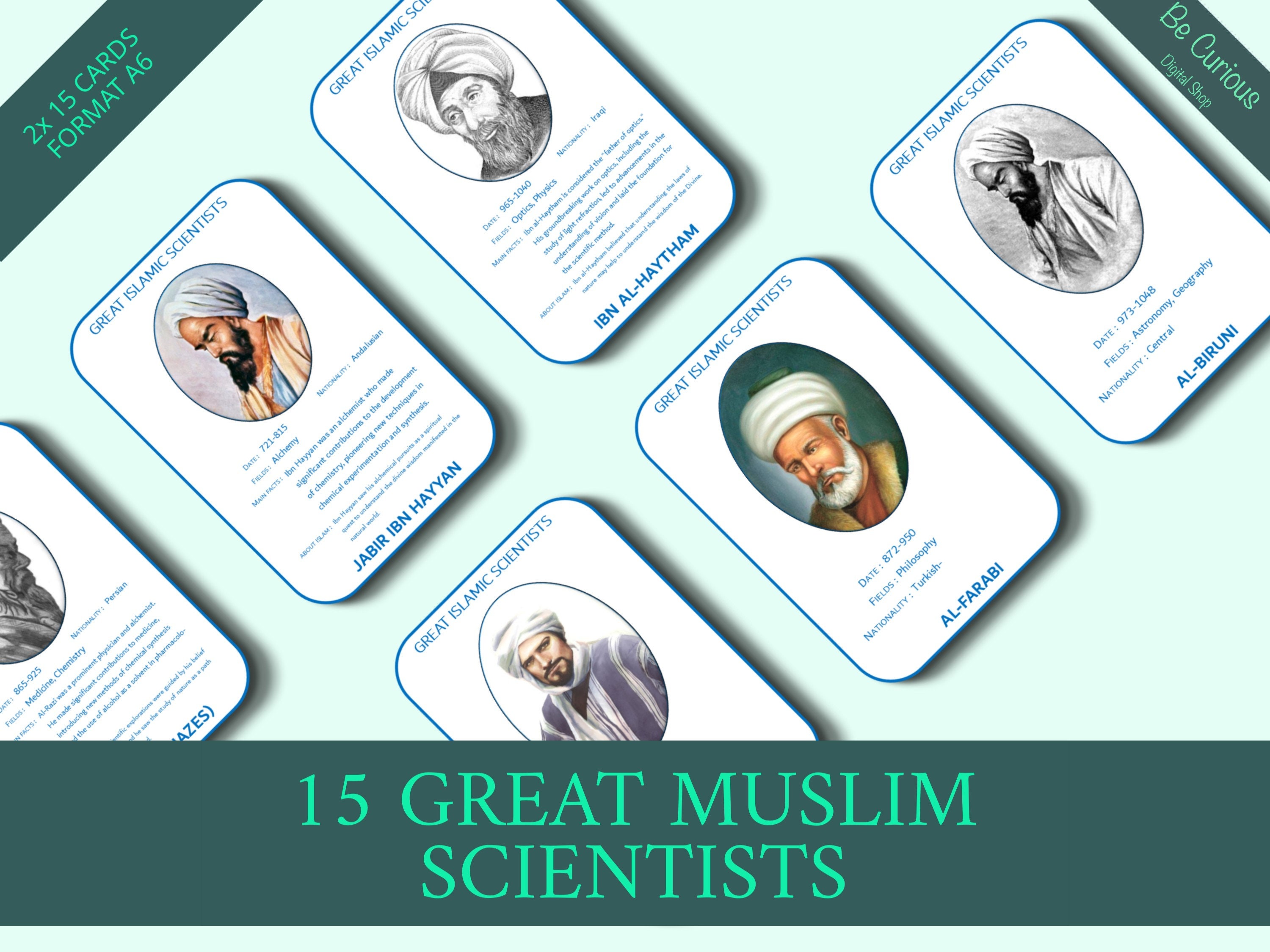 Great Scientists Islamic Golden Age | 15 Flashcards (x2)+ Quiz ...