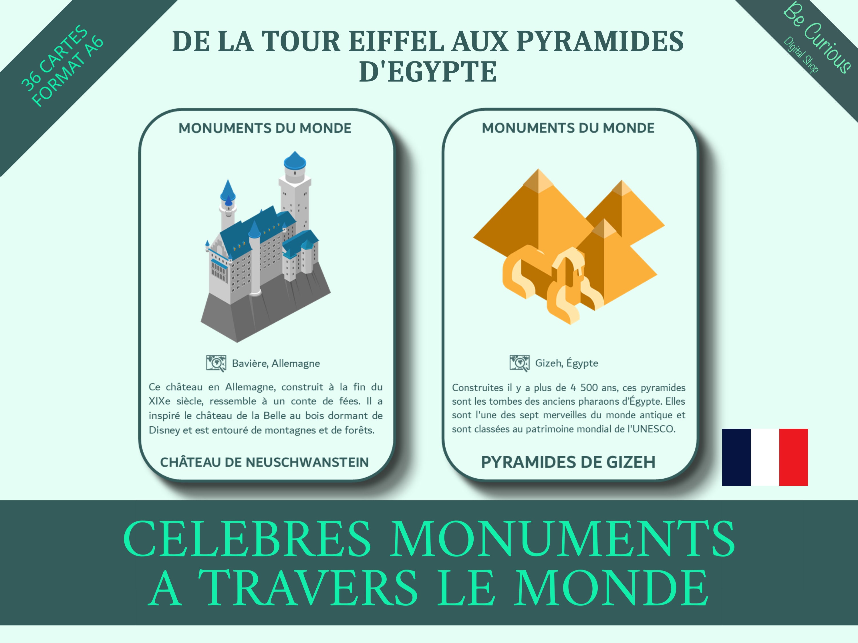 36 World Landmarks Flashcards Global Monuments and Heritage Montessori ...