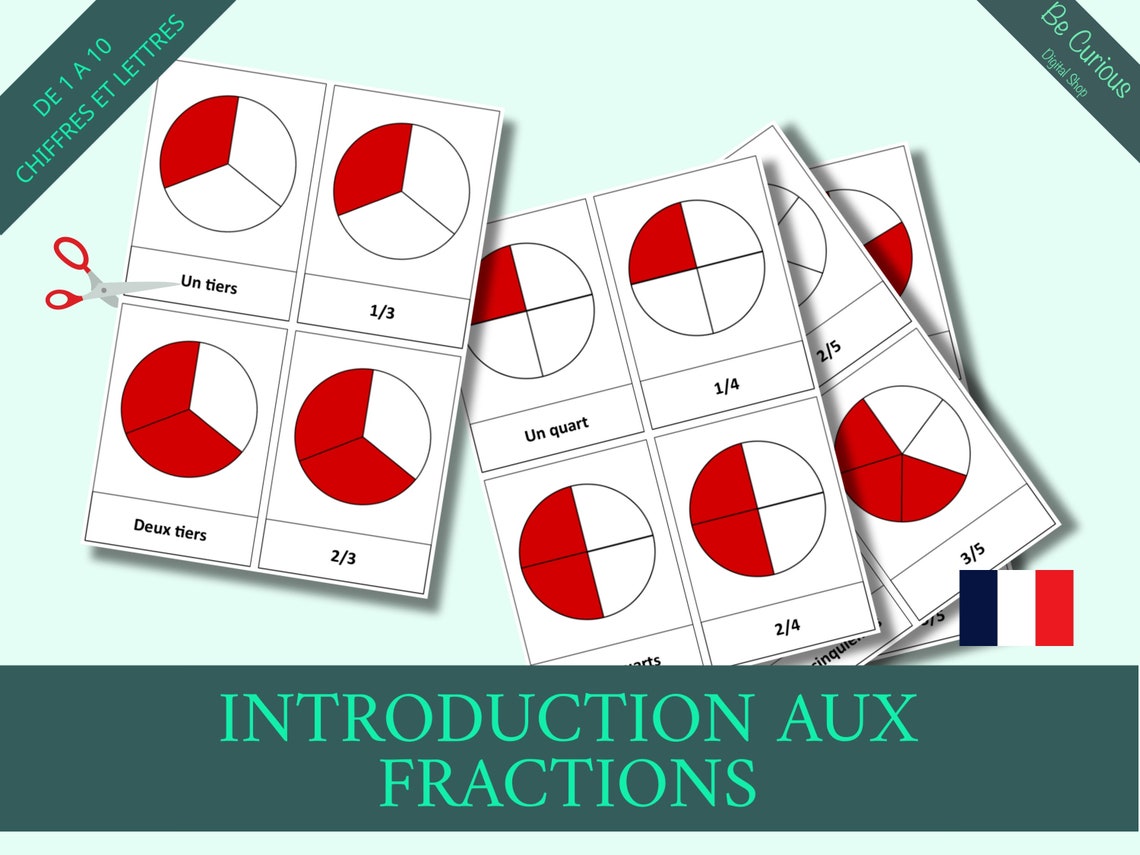 Introduction to Fractions Flashcards & 3-part Cards 130 Cards 33 Pages ...