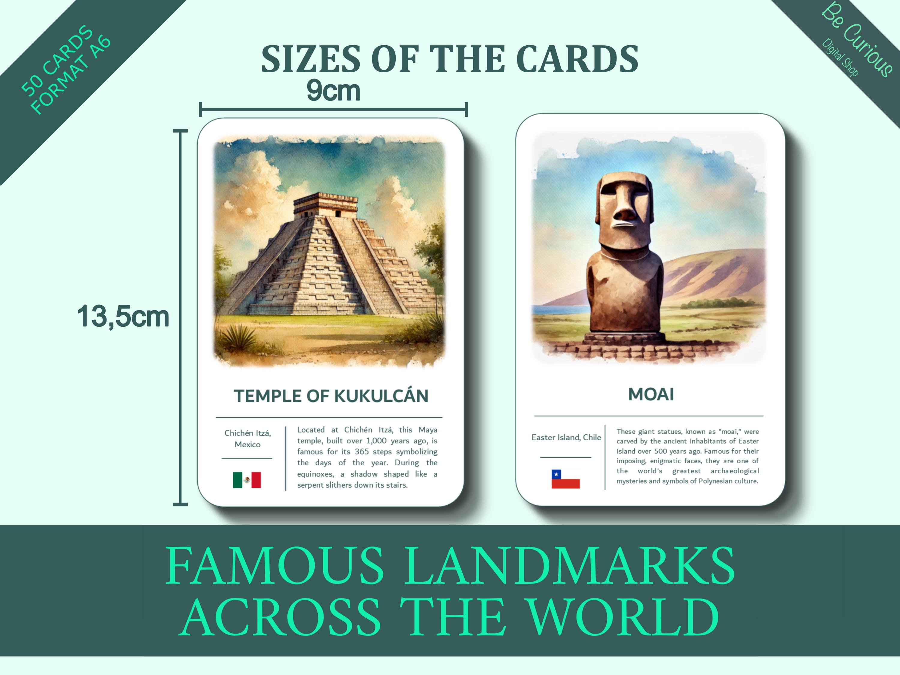 World Landmarks | 50 Flashcards | Global Monuments and Heritage ...