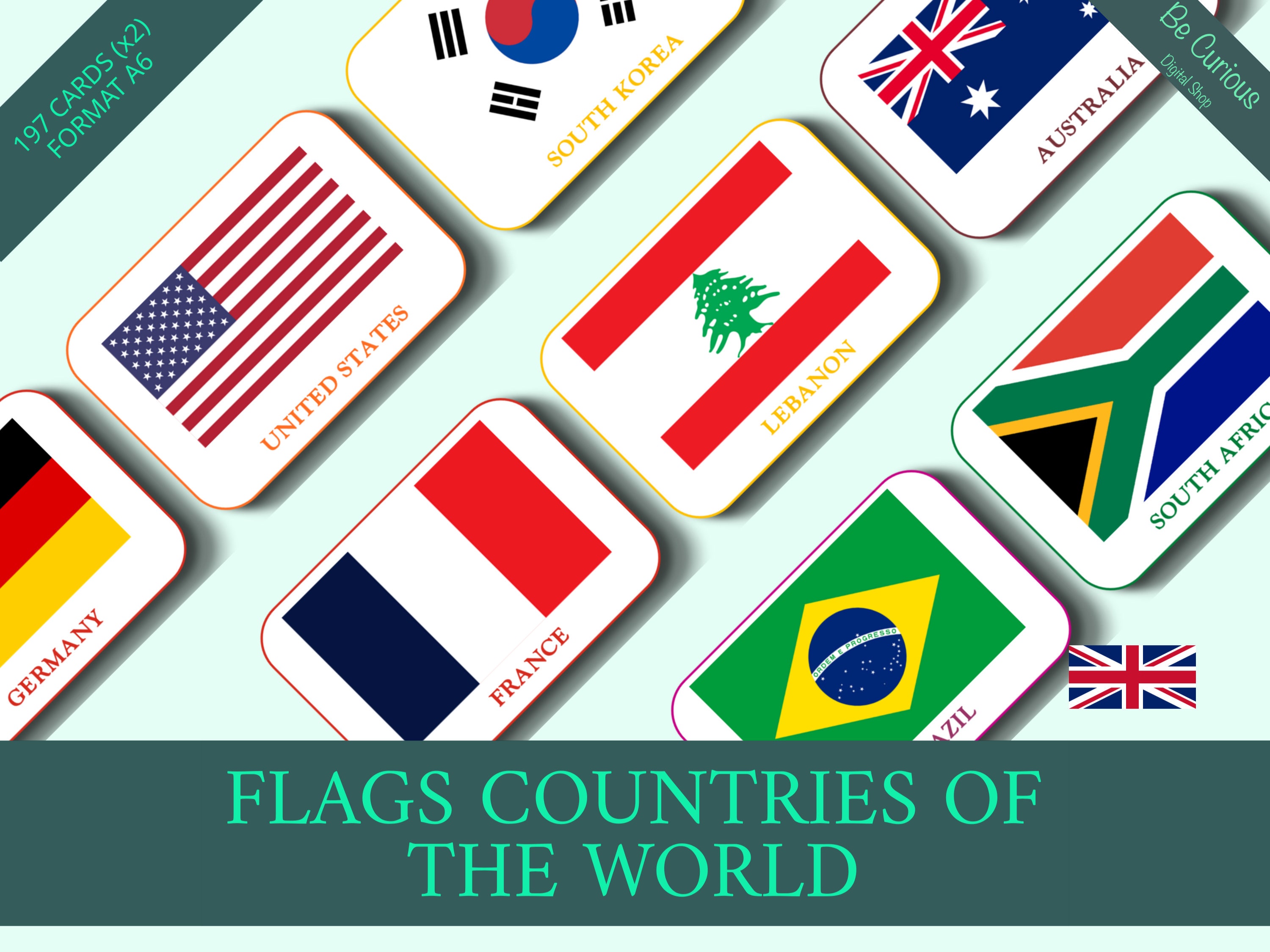 World Flags 197 Flashcards extra : Capitals, Currency, Language ...