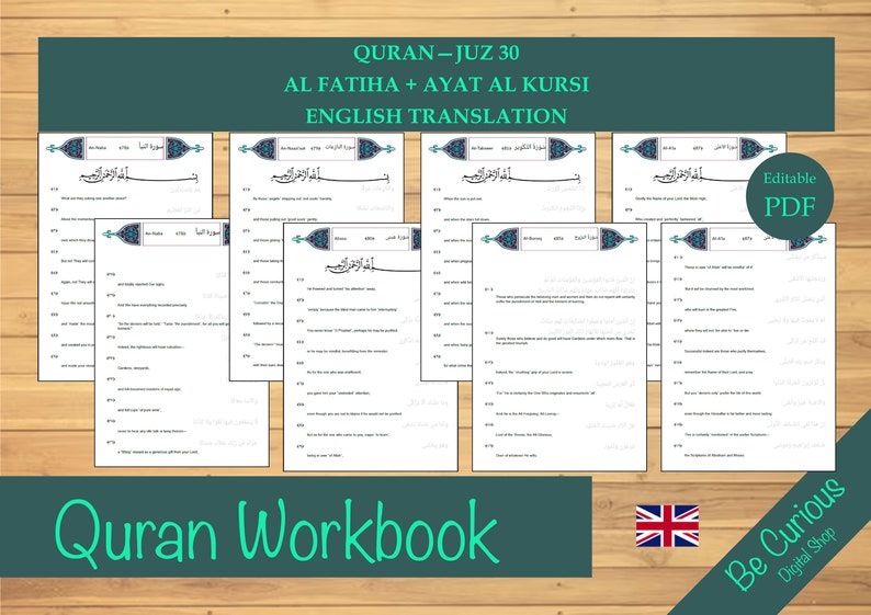 Quran Tracing Printable Juz Amma English Translation - Etsy