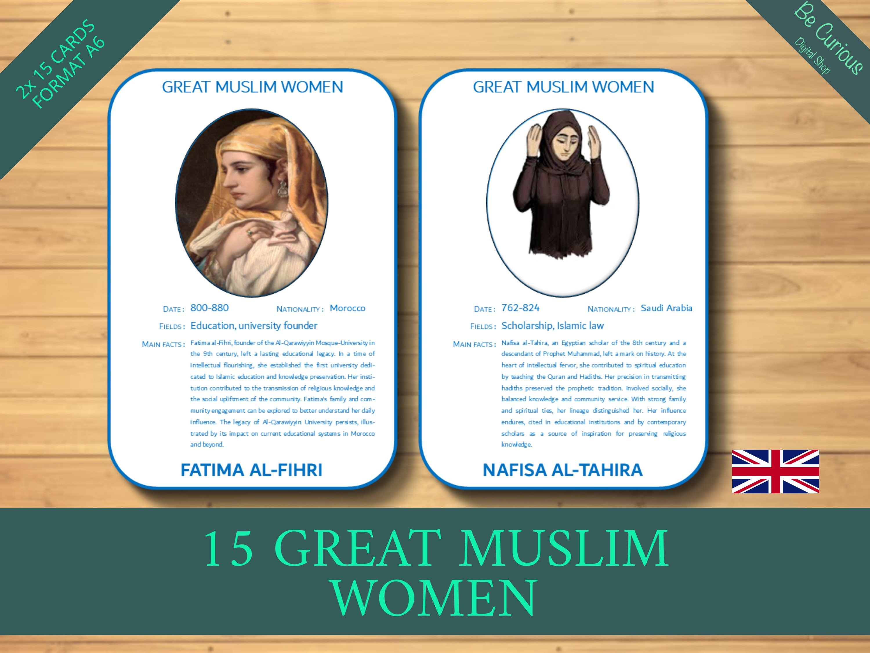 Great Muslim Women Islamic Golden Age 15 Flashcards x2 English Muslim ...