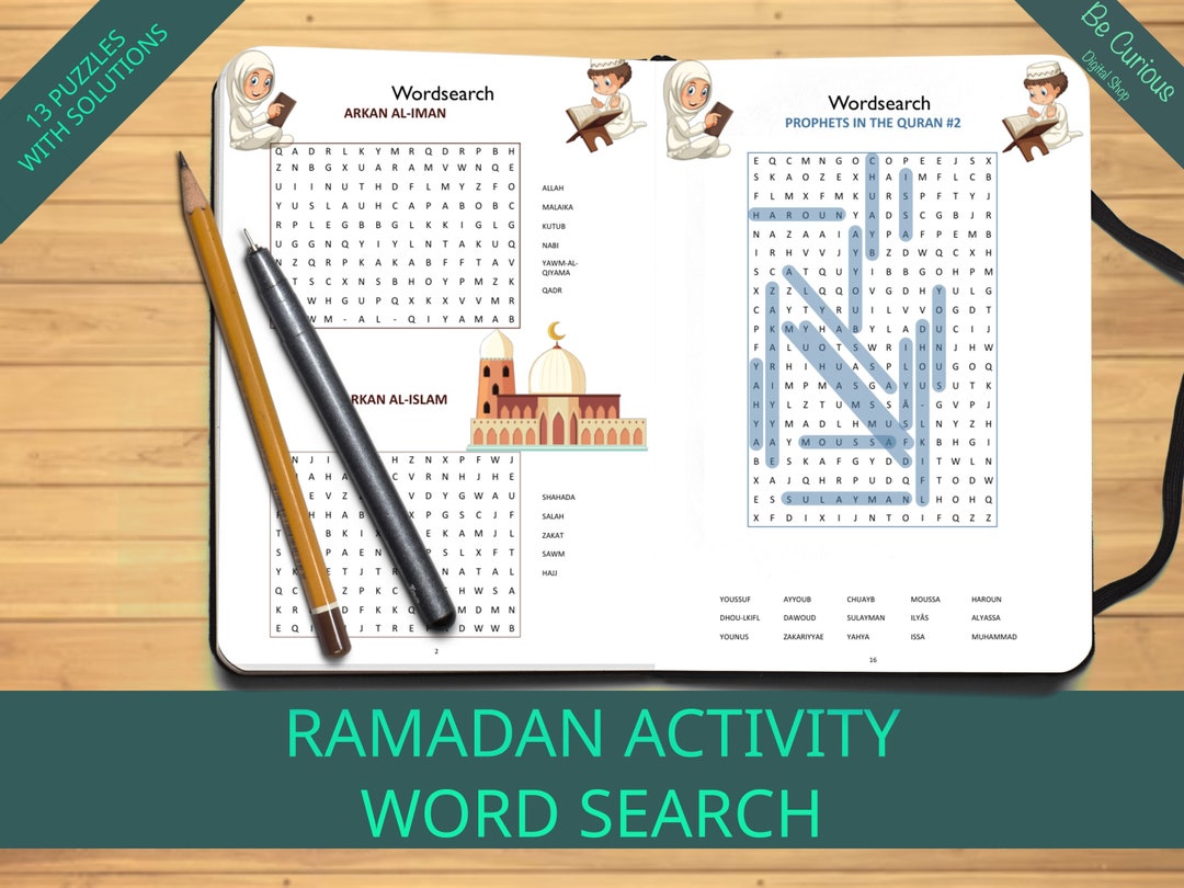 Ramadan Activity 13 Puzzles Word Search With Solution English Muslim ...