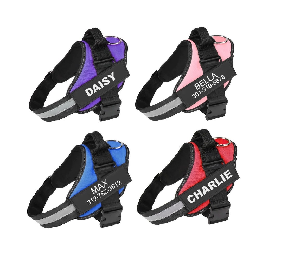 Personalized Reflective Dog Harness With Custom Name and Phone Number ...
