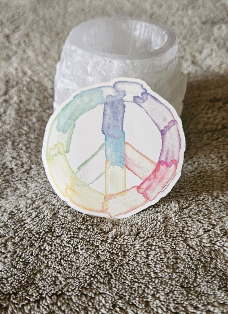 Watercolor Peace Sign Sticker - Etsy