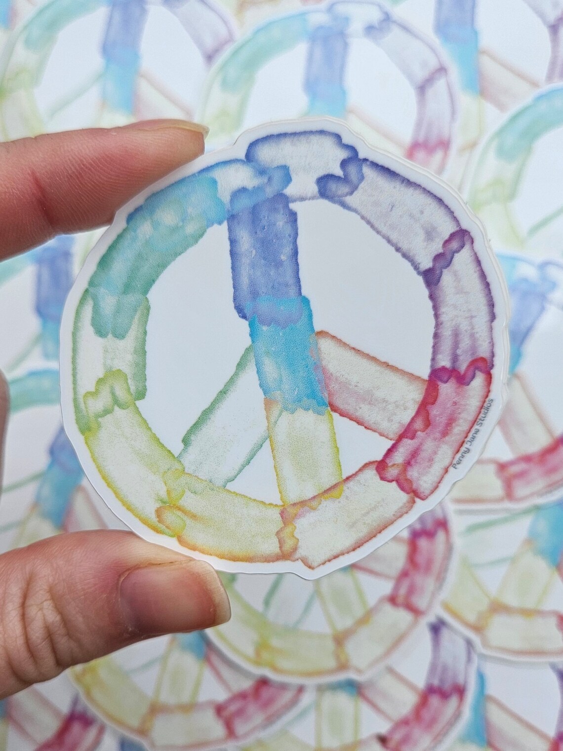 Watercolor Peace Sign Sticker - Etsy