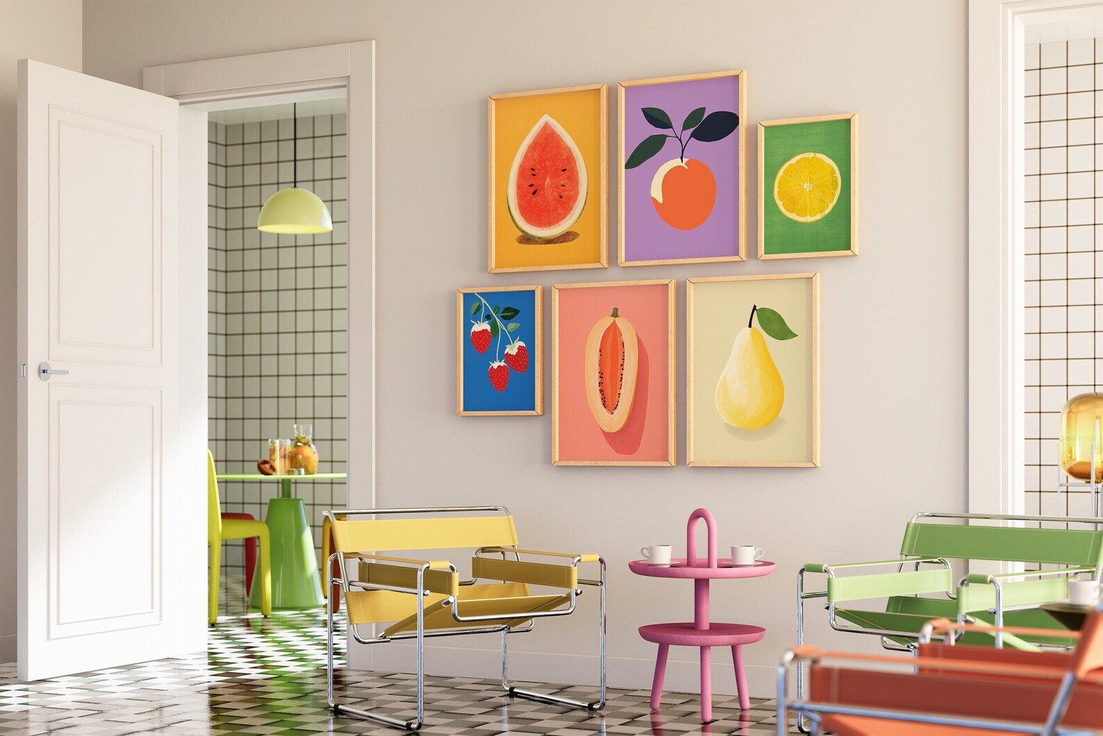 Kitchen Gallery Wall | Set of 6 | Kitchen Wall Art | Fruit Market Print ...