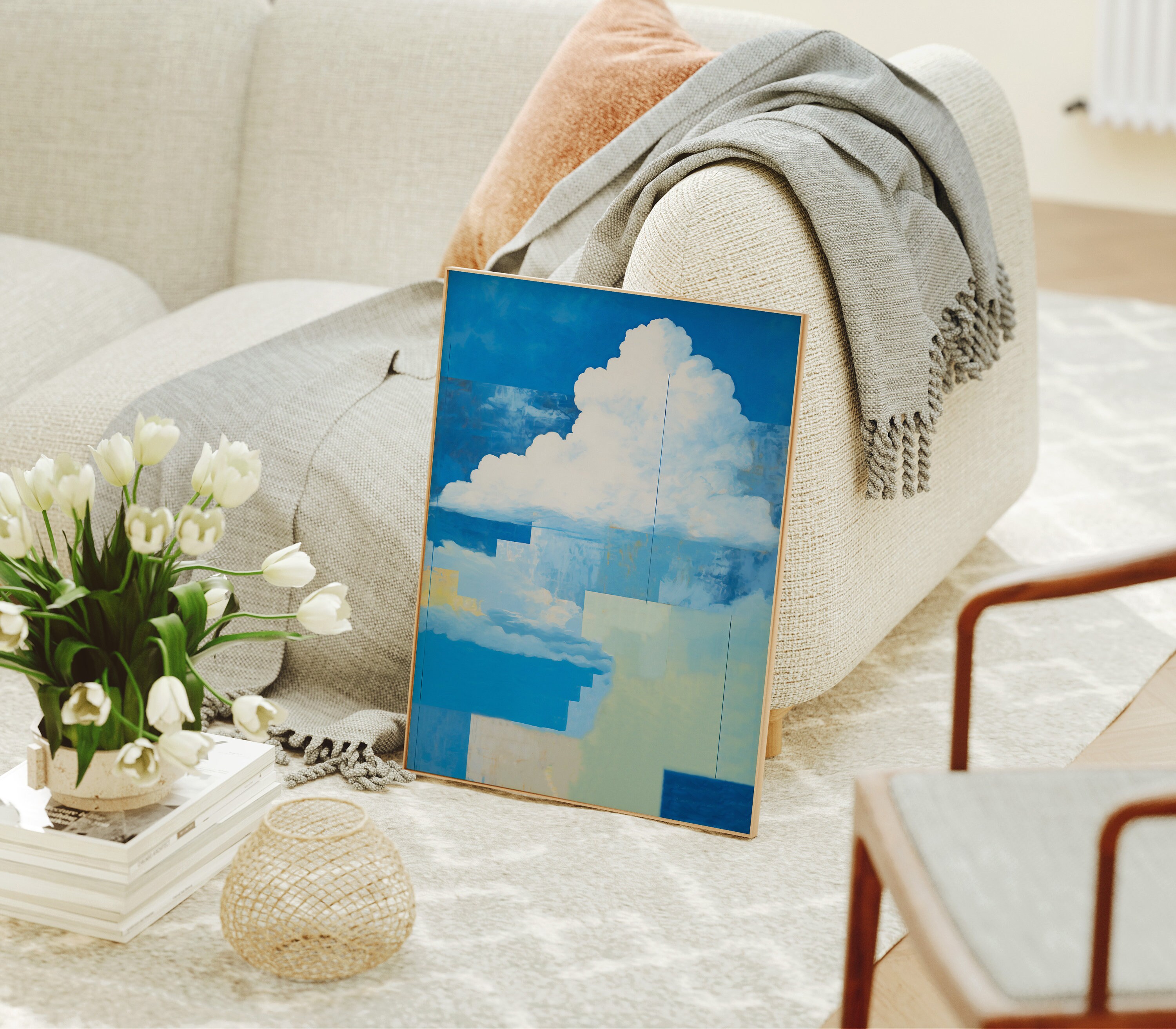 Surrealist Light Blue Painting | Cloud Poster | Abstract Art Painting ...
