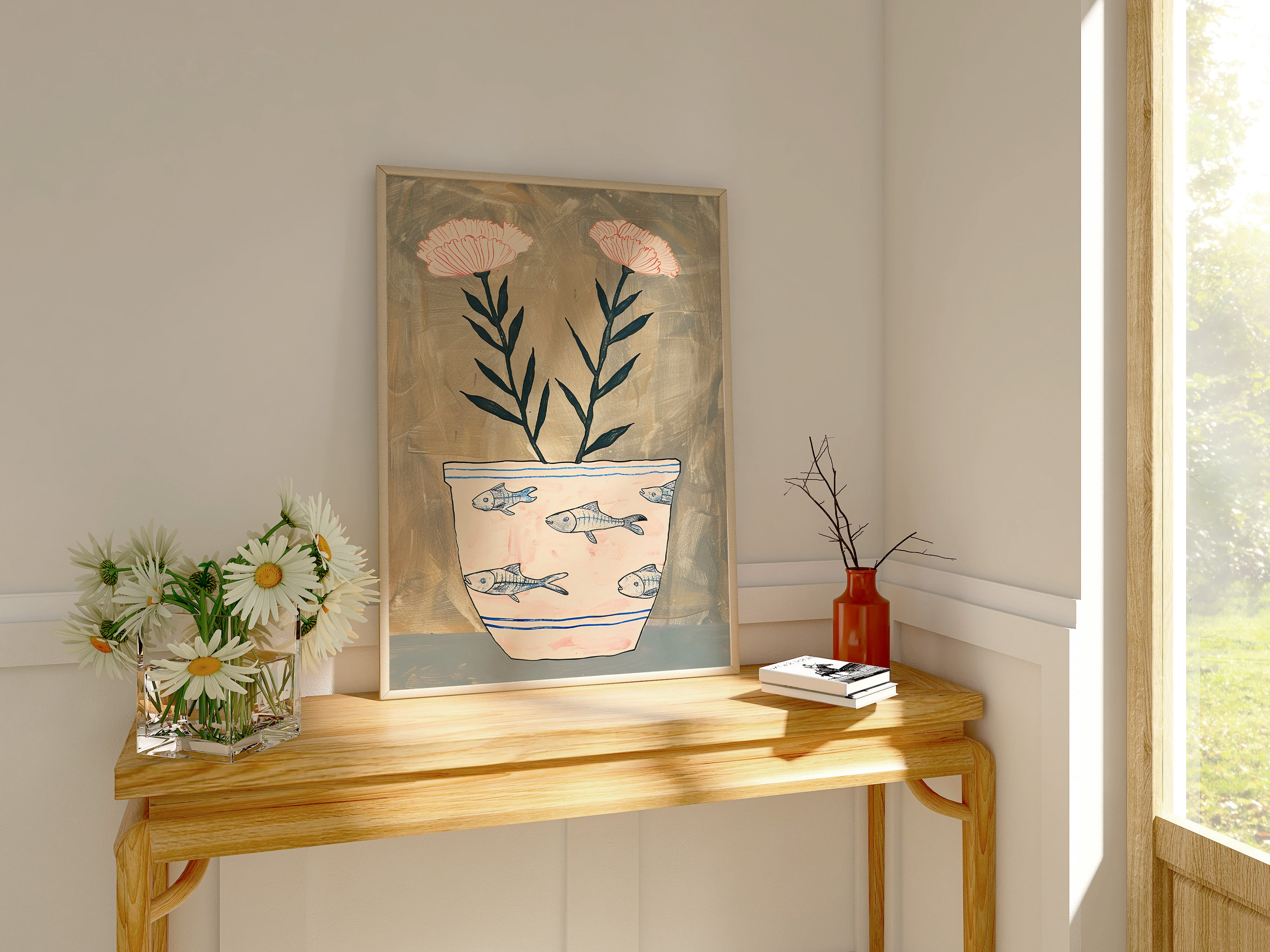 Mediterranean Vintage Still Life Painting | Rustic Flowers in a Vase ...