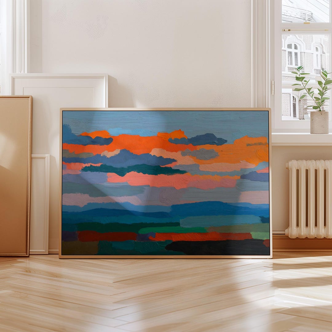 Abstract Sunset Landscape Print – Modern Horizon Wall Art (digital ...