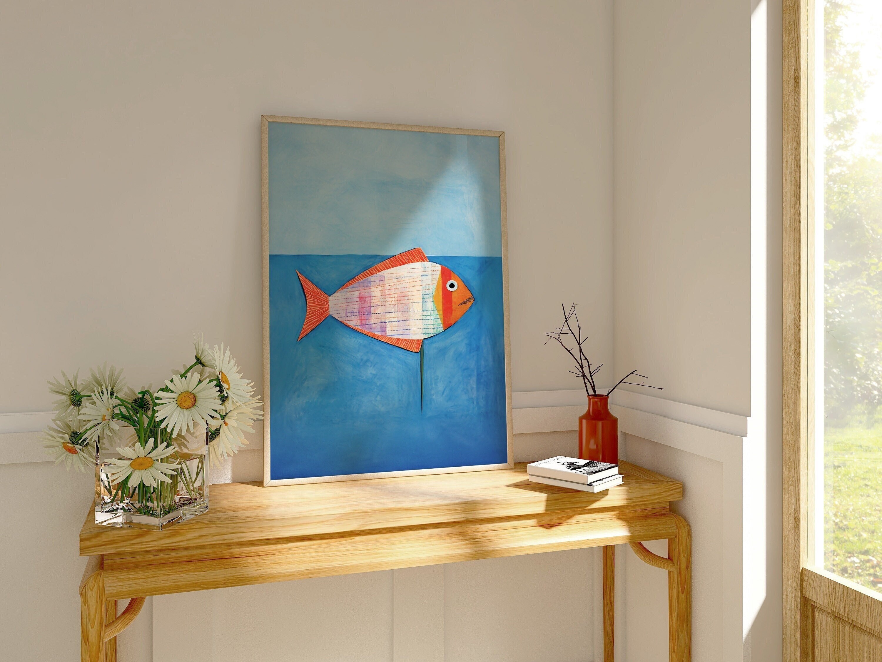 Fish Art Print | PRINTABLE | Blue Sea Art | Coastal Art Print | Boho ...