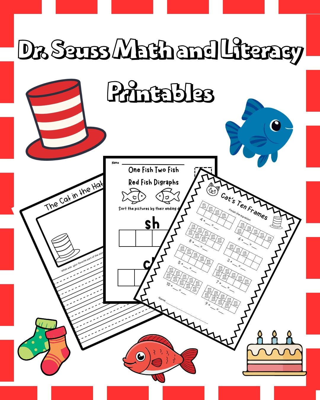 Dr. Seuss | Read Across America | Kindergarten Math and Literacy ...